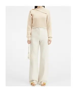 Jacquemus Asymmetrical Mock Neck Sweater - Light Brown