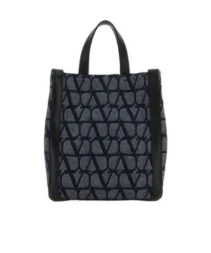 Valentino Garavani All-over Logo Patterned Top Handle Bag - Black