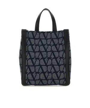 Valentino Garavani All-over Logo Patterned Top Handle Bag - Black