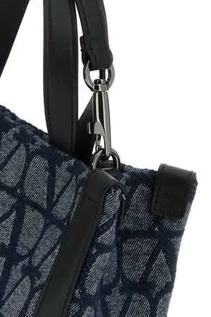 Valentino Garavani All-over Logo Patterned Top Handle Bag - Black