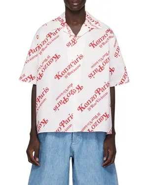 Kenzo Monogram Printed Buttoned Shirt - White