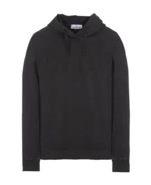 Stone Island Logo Print Cotton Hoodie