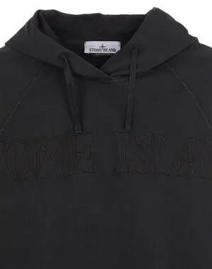 Stone Island Logo Print Cotton Hoodie