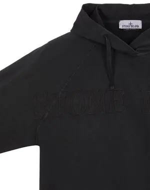 Stone Island Logo Print Cotton Hoodie