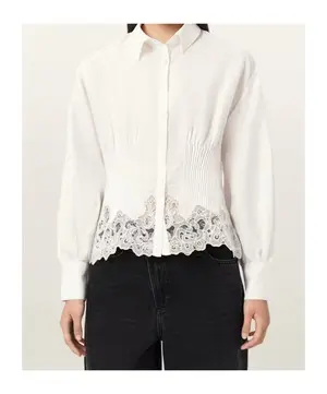 ALLSAINTS Carol Long Sleeve Lace Trim Shirt