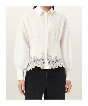 ALLSAINTS Carol Long Sleeve Lace Trim Shirt