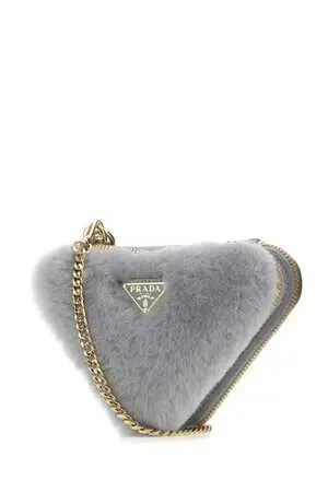 Prada Shearling And Saffiano Leather Mini-pouch