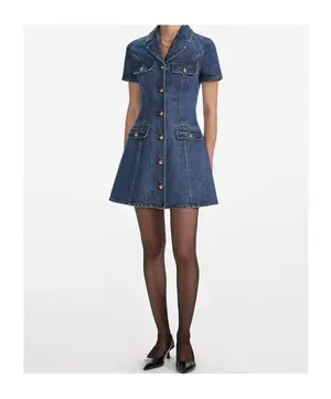 SELF-PORTRAIT Button-fastening Denim Mini Dress