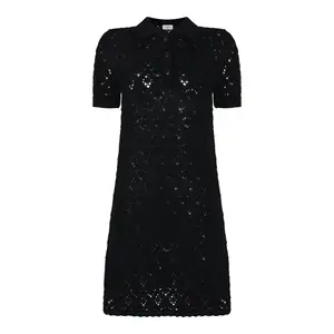 Celine Mini Dress In Cotton Pointelle - Black