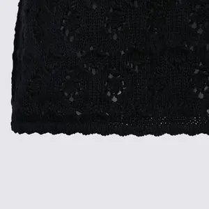 Celine Cotton Pointelle Mini Dress - Black