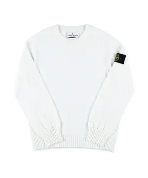 Stone Island Ribbed Detailed Crew Neck Jumper - White