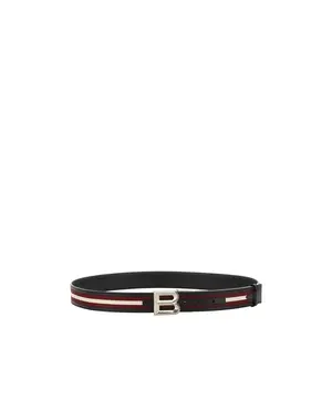 Bally Logo Buckle Stripe Detailed Belt - Black