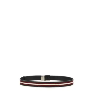 Bally Logo Buckle Stripe Detailed Belt - Black