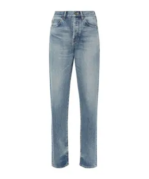 Saint Laurent Button Detailed High-waist Skinny Jeans