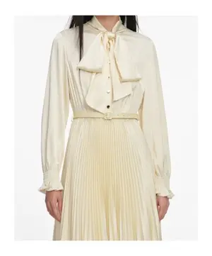 SELF-PORTRAIT Pleated Lace-trimmed Shirt Dress