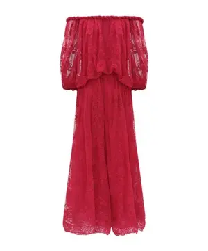 Zimmermann Luna Braided Lace Maxi Gown - Fuchsia