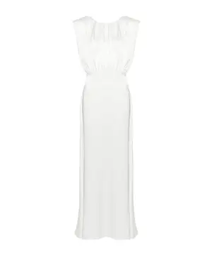 JIL SANDER Sleeveless Gathered Satin Gown