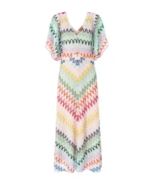 Missoni V-neck Zigzag Lamé Long Dress - Multicolor