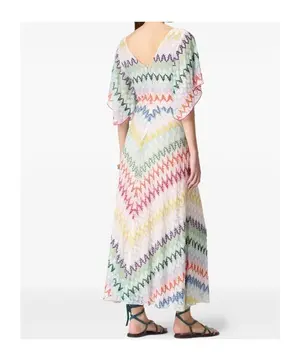 Missoni V-neck Zigzag Lamé Long Dress