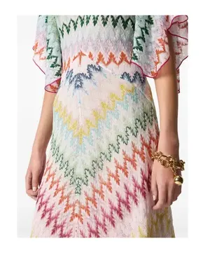 Missoni V-neck Zigzag Lamé Long Dress