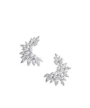 SELF-PORTRAIT Crystal Cuff Earrings - Silver