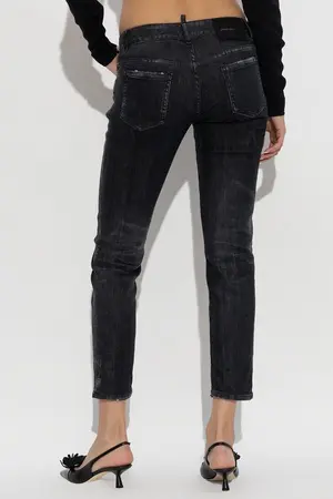 Dsquared2 Cropped Distressed Jeans - Black