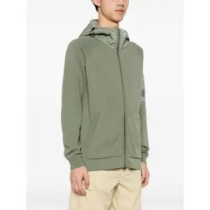 C.P. COMPANY Lens Detailed Hooded Zip-up Cardigan - Gray