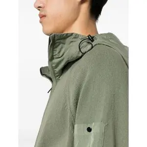 C.P. COMPANY Lens Detailed Hooded Zip-up Cardigan - Gray