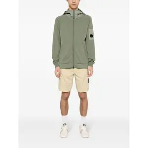 C.P. COMPANY Lens Detailed Hooded Zip-up Cardigan - Gray