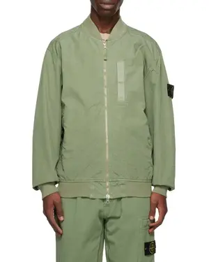Stone Island Compass Motif Bomber Jacket - Sage