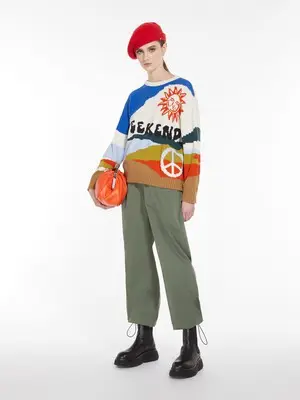 Max Mara Cotton Satin Parachute Trousers