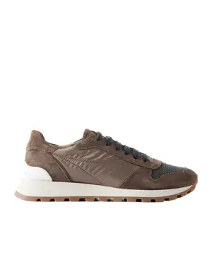 Brunello Cucinelli Panelled Lace-up Sneakers - Brown