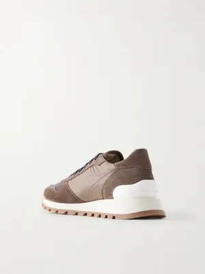 Brunello Cucinelli Panelled Lace-up Sneakers - Brown
