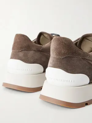 Brunello Cucinelli Panelled Lace-up Sneakers - Brown