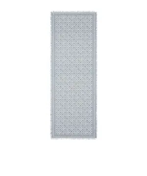 Tory Burch Fringed Monogram Scarf - Gray