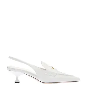 Miu Miu Leather Slingback Loafers With Embossed Logo