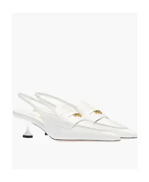 Miu Miu Leather Slingback Loafers With Embossed Logo