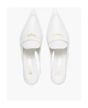 Miu Miu Leather Slingback Loafers With Embossed Logo