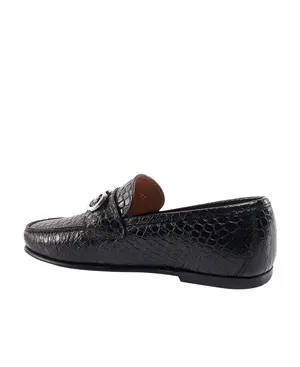 FERRAGAMO Embossed Slip-on Loafers With Horsebit Detail