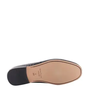 FERRAGAMO Embossed Slip-on Loafers With Horsebit Detail