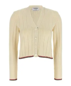 Thom Browne Ribbed Wool Cardigan - White