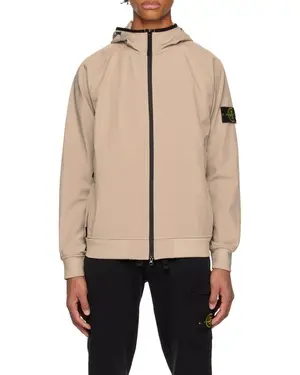 Stone Island Compass-patch Hooded Zip-up Jacket - Dove-grey