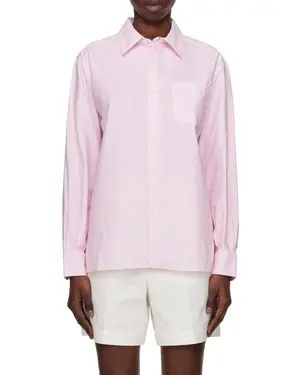 A.p.c. Striped Logo Embroidered Button-up Shirt