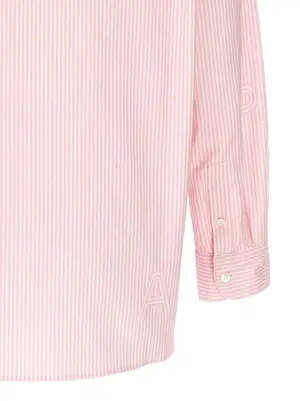 A.p.c. Striped Logo Embroidered Button-up Shirt