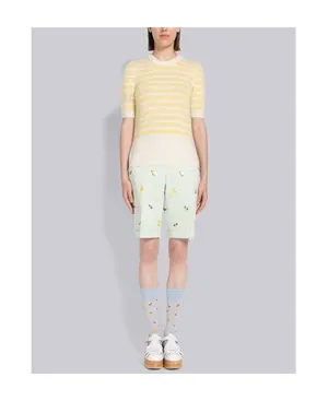 Thom Browne Striped Knit T-shirt With Button Side Slits
