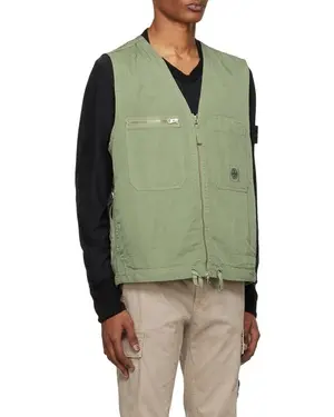 Stone Island Logo-patch Twill Weave Waistcoat