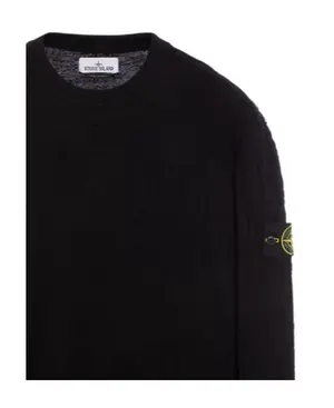 Stone Island Compass Motif Crew Neck Jumper - Black