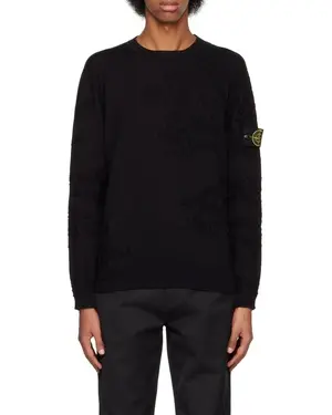 Stone Island Compass Motif Crew Neck Jumper - Black