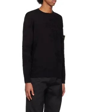 Stone Island Compass Motif Crew Neck Jumper - Black