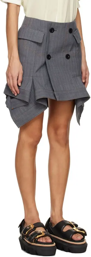 Sacai Pinstriped Wrap Skirt
